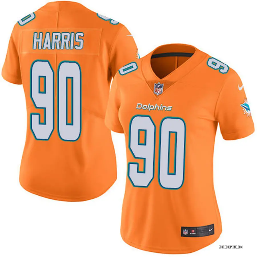 Nike Charles Harris Miami Dolphins Women's Limited Orange Color Rush Jersey