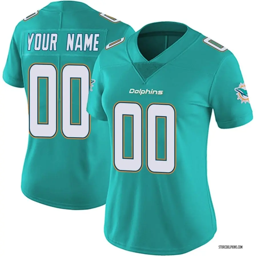 Nike Custom Miami Dolphins Women's Limited Aqua Team Color Vapor ...